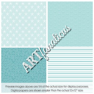 Beach Digital Papers "aqua SEA Patterns" Teal, Shells, Seahorse, Waves ...
