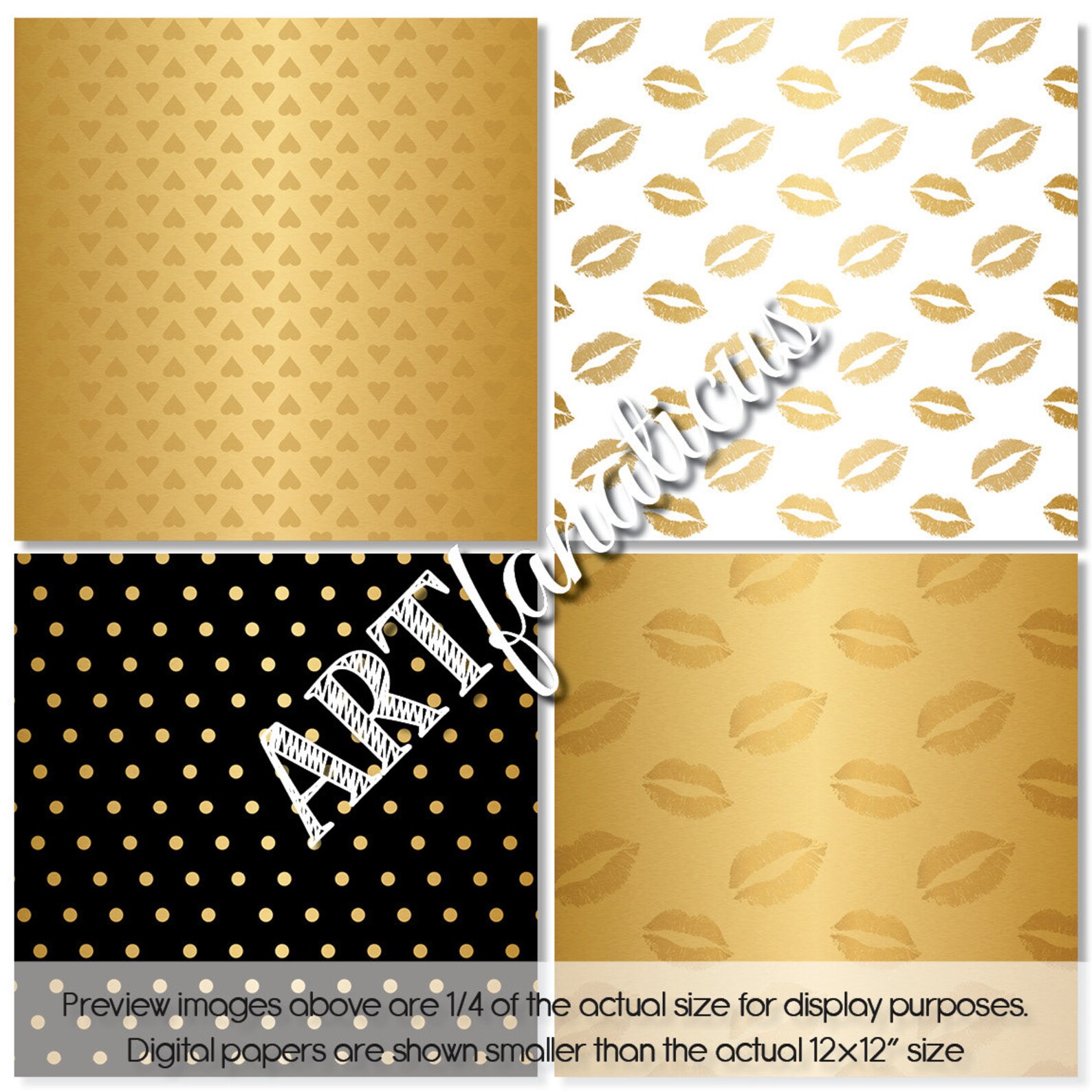 Shimmering Gold Digital Papers "gold HUGS & Kisses" Gold Backgrounds ...