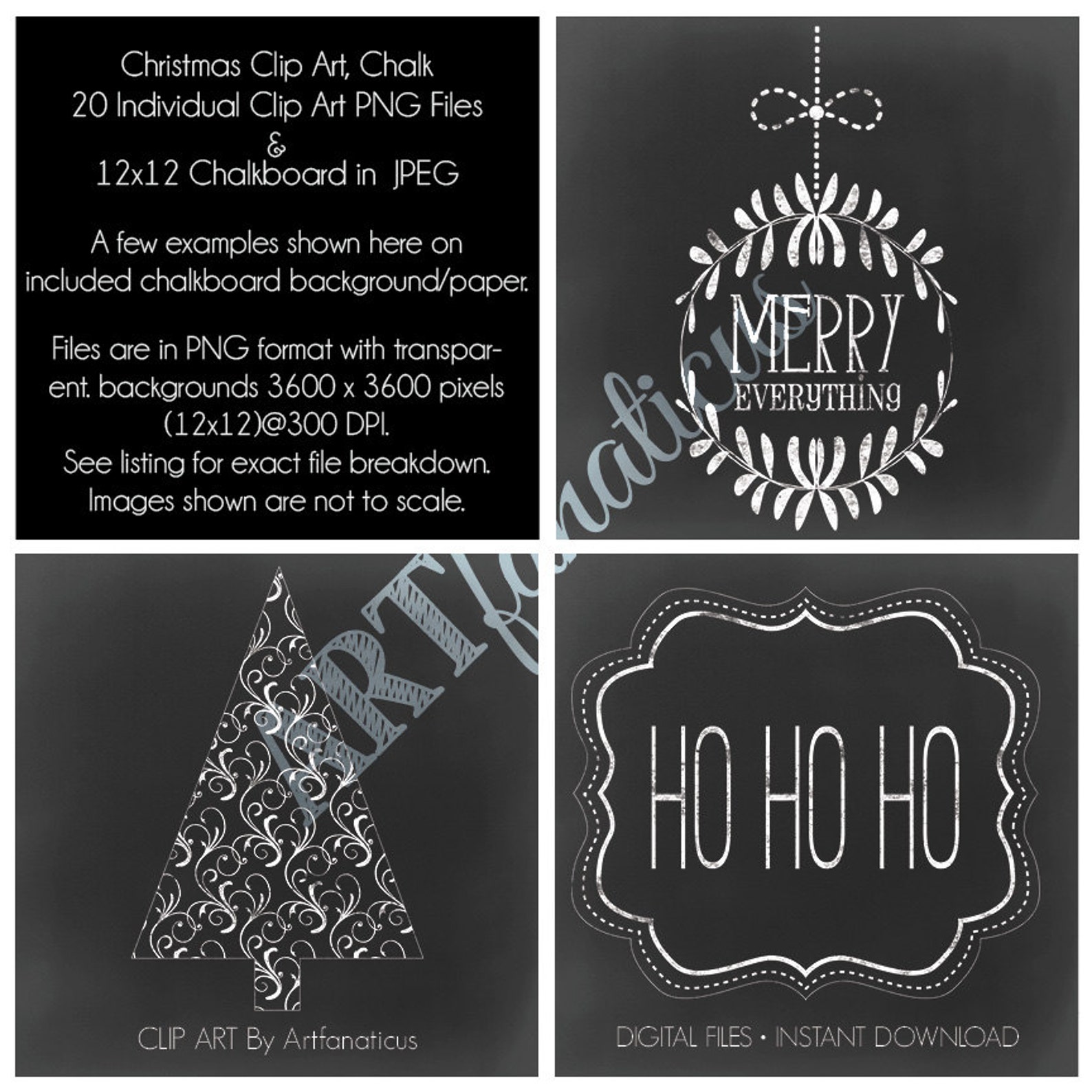 Christmas Clipart "christmas CHALK Clip Art" 20 Chalkboard Clip Art ...