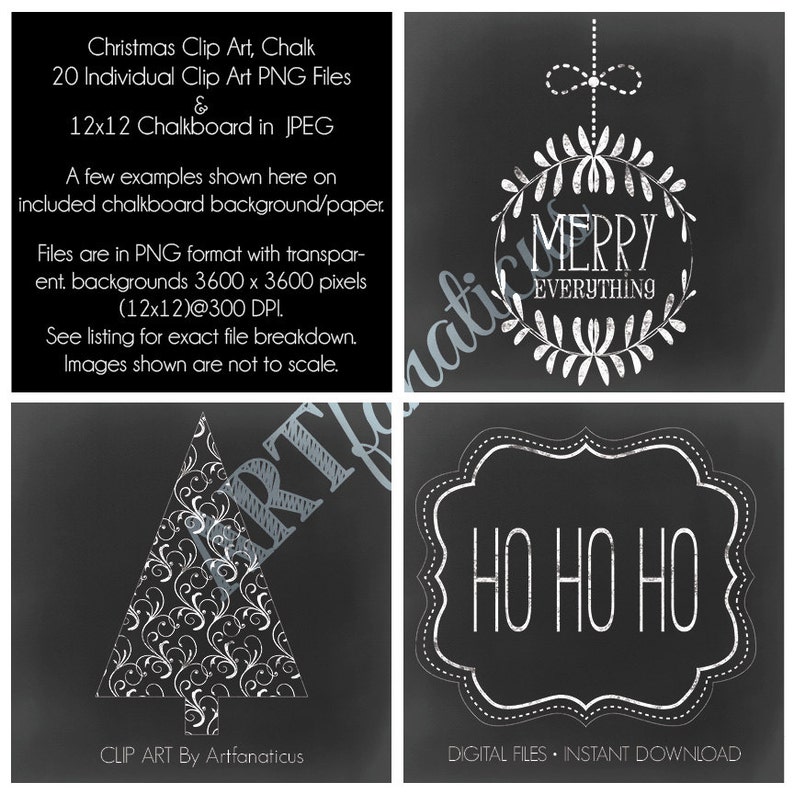 Christmas Clipart "christmas CHALK Clip Art" 20 Chalkboard Clip Art ...
