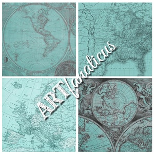 Vintage Maps 12x12 Digital Papers, "vintage PATINA MAPS 12x12 ...