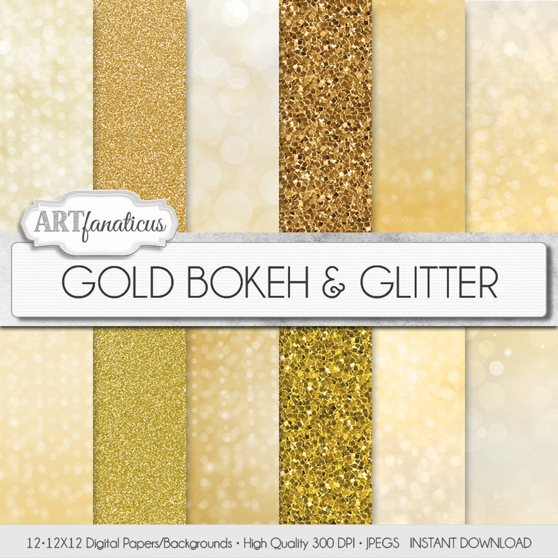 GOLD BOKEH & GLITTER, Gold Digital Papers With Gold Glitter Background ...