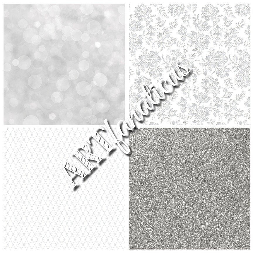 White Wedding Digital Papers "silver WHITE Wedding" 16 White Wedding ...