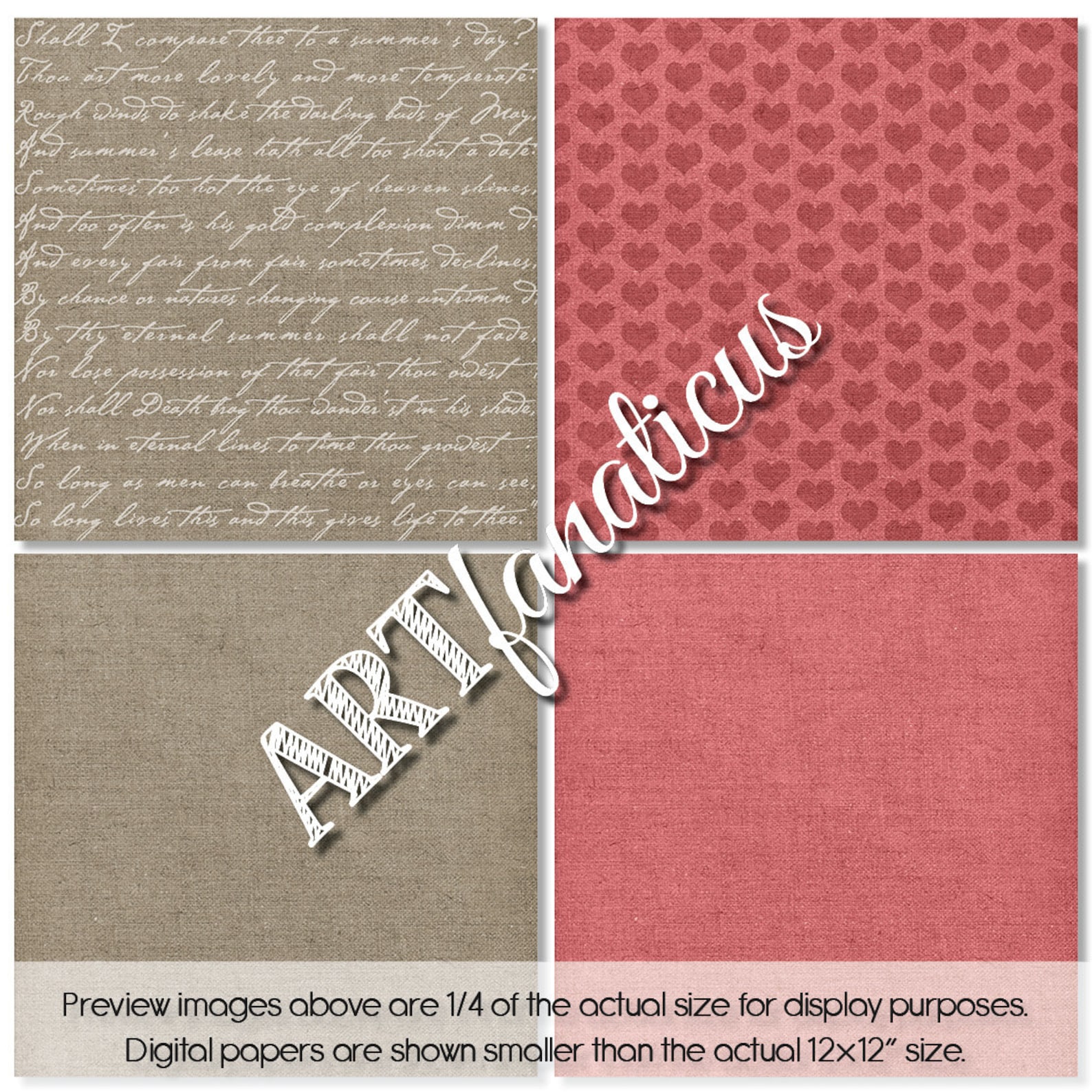 Digital Canvas Papers canvas IN Love Canvas Texture With Hearts, Roses ...