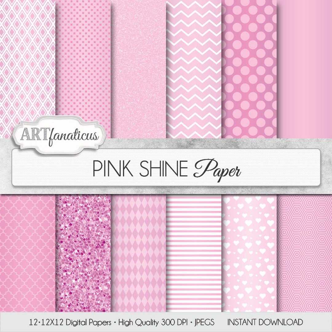 Pink Metallic Digital Papers pink Shine Pink - Etsy