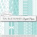 Running Digital Papers "tealblue Runner" Sport Patterns,10k, Trophy ...