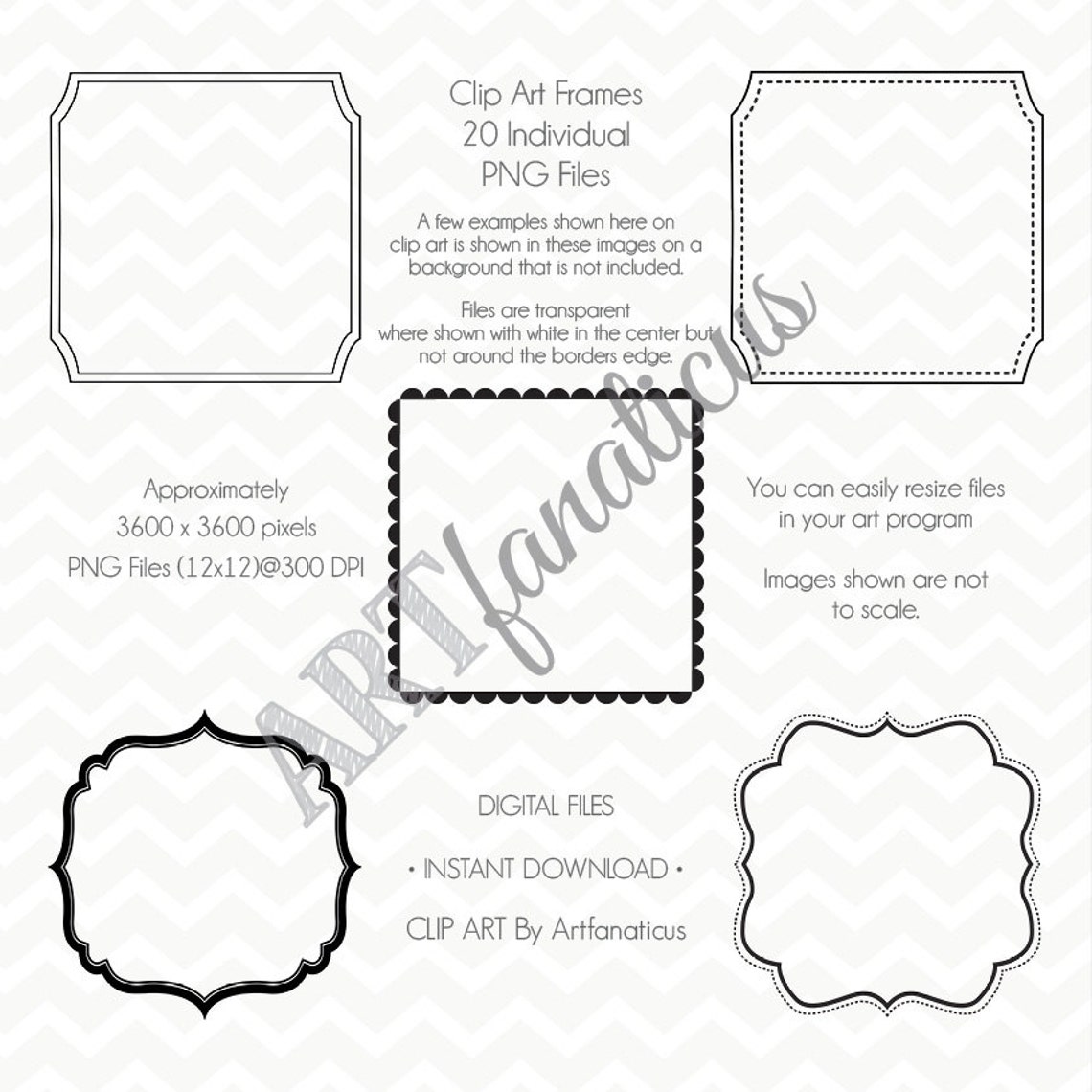 Clipart "black SQUARE FRAMES Clipart" 20 Frames/labels, Overlays, Belly ...
