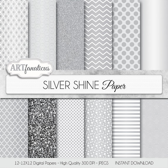 Silver Papers silver Shine Digital Paper With | Etsy