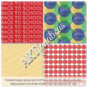 School Digital Papers "back TO School" 2 Chalkboards, Alphabet, Apples ...
