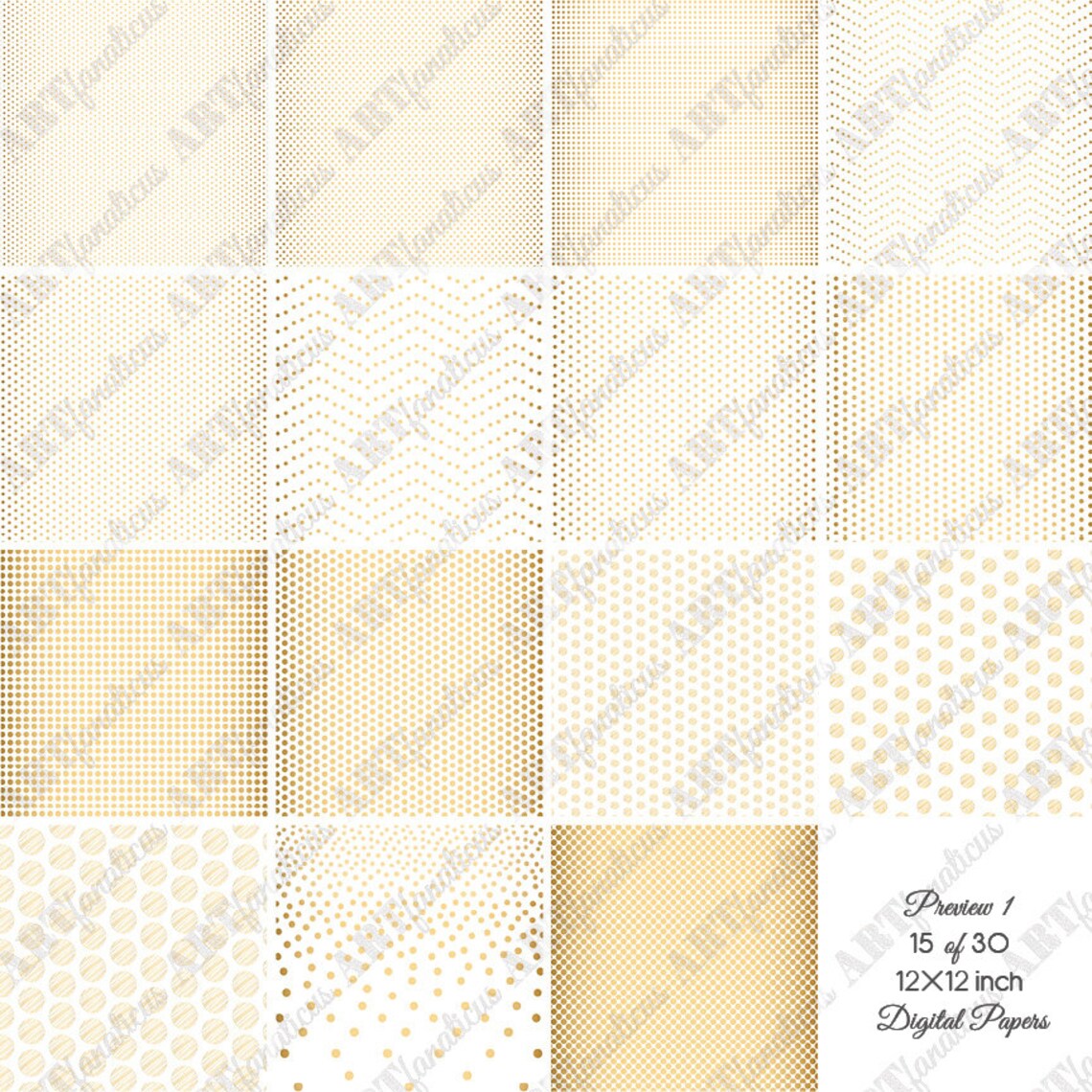 Gold Pattern Papers "gold SHINE Dots & Stripes" 30 Metallic Gold ...