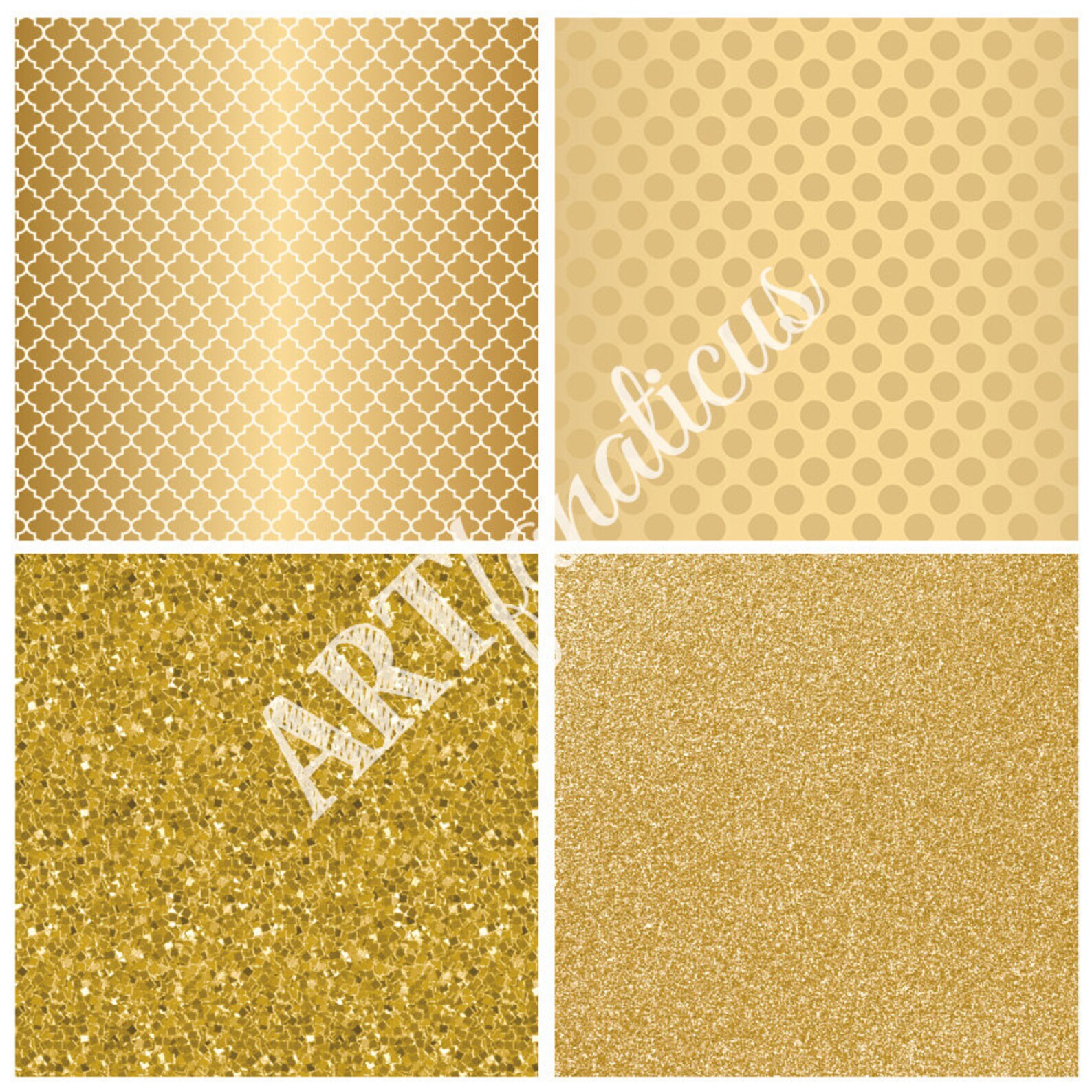 Digital Gold Glitter "gold & Glitter" With Gold Glitter, Gold Stars ...