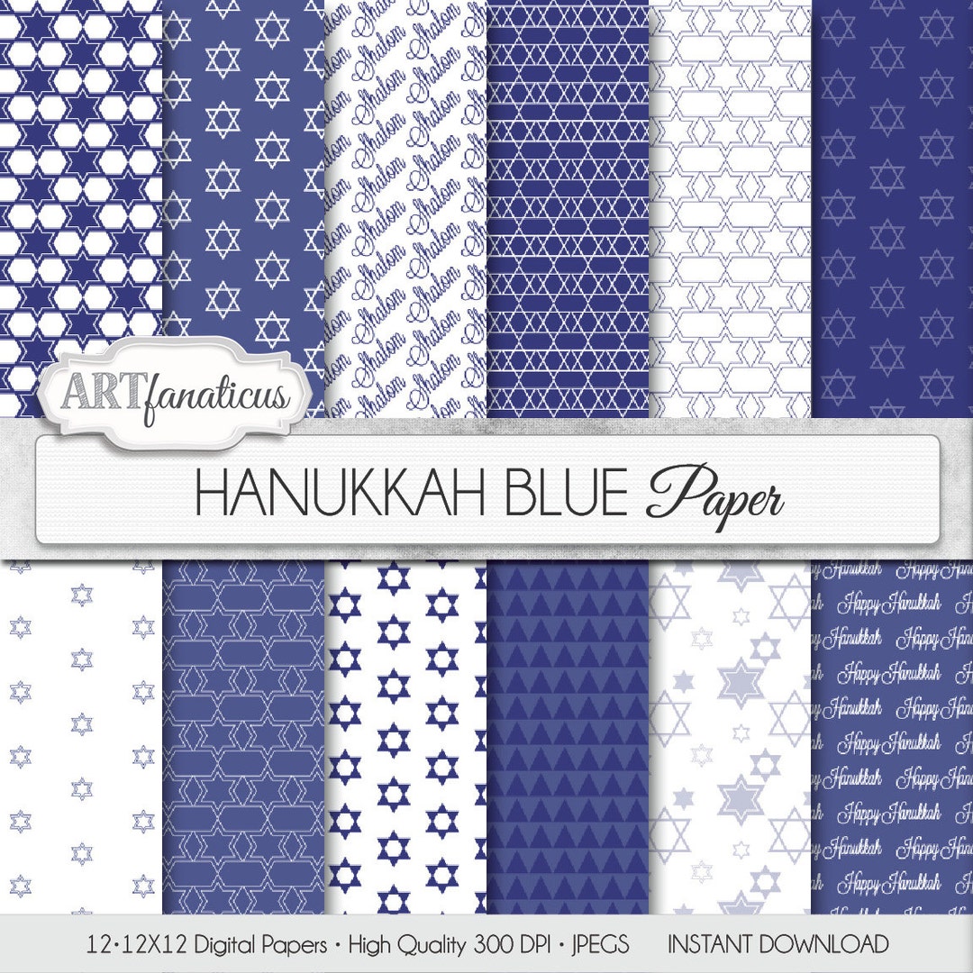 Hanukkah Digital Papers "hanukkah Blue" Star of David, Chanukah, Jewish ...