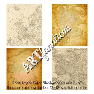 Vintage Maps 8.5x11 Digital Paper, "vintage Maps" Backgrounds,antique ...