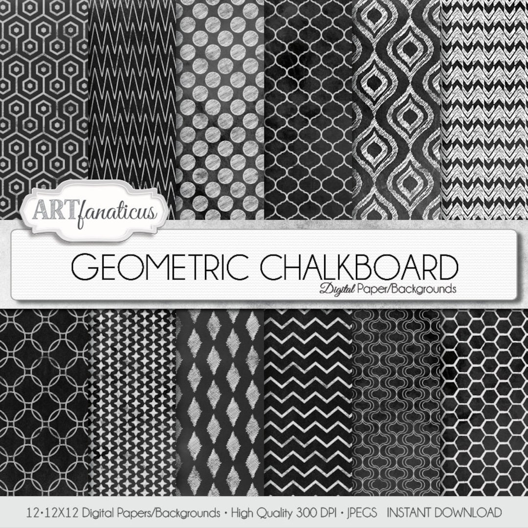 Digital Papers "geometric Chalkboard" Chalk Background,blackboard ...