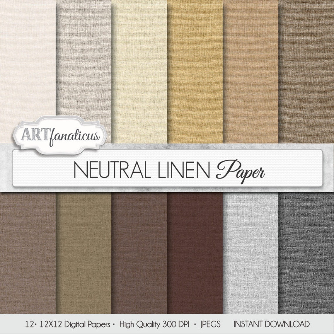 Linen Digital Papers, "neutral Linen" Natural Color Linen Texture Paper ...
