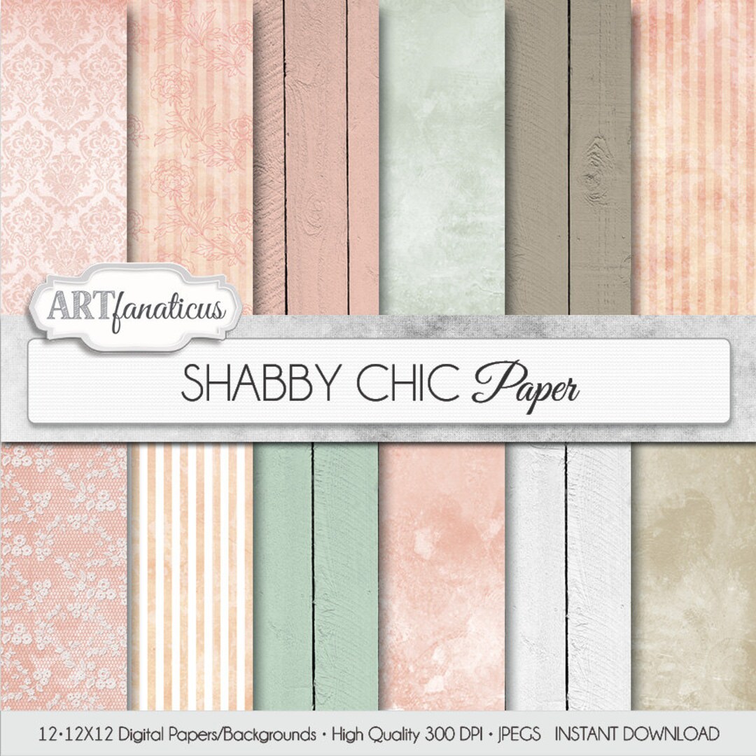 Wedding Digital Papers "shabby CHIC Wedding" Rustic, Pink, White, Mint ...