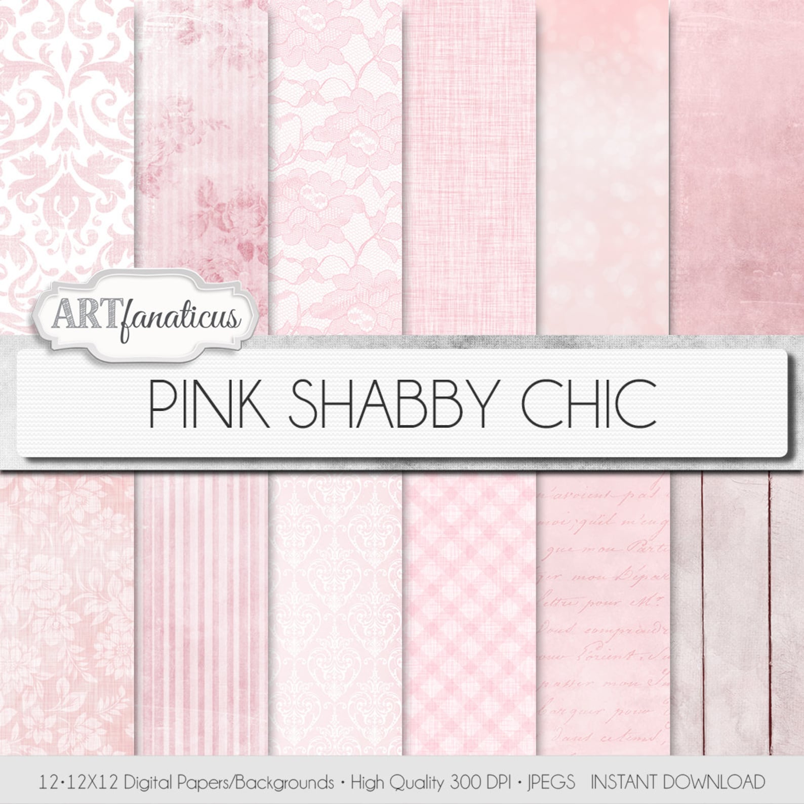Shabby Chic Digital Papers "pink SHABBY Chic" Rustic, Pink Linen, Pink ...