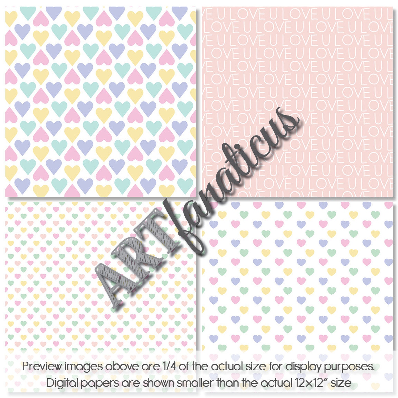 CANDY HEARTS 16, Digital Papers, Candy Hearts, Valentine's Day Candy ...