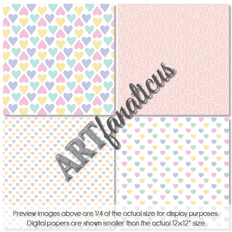 CANDY HEARTS 16, Digital Papers, Candy Hearts, Valentine's Day Candy ...