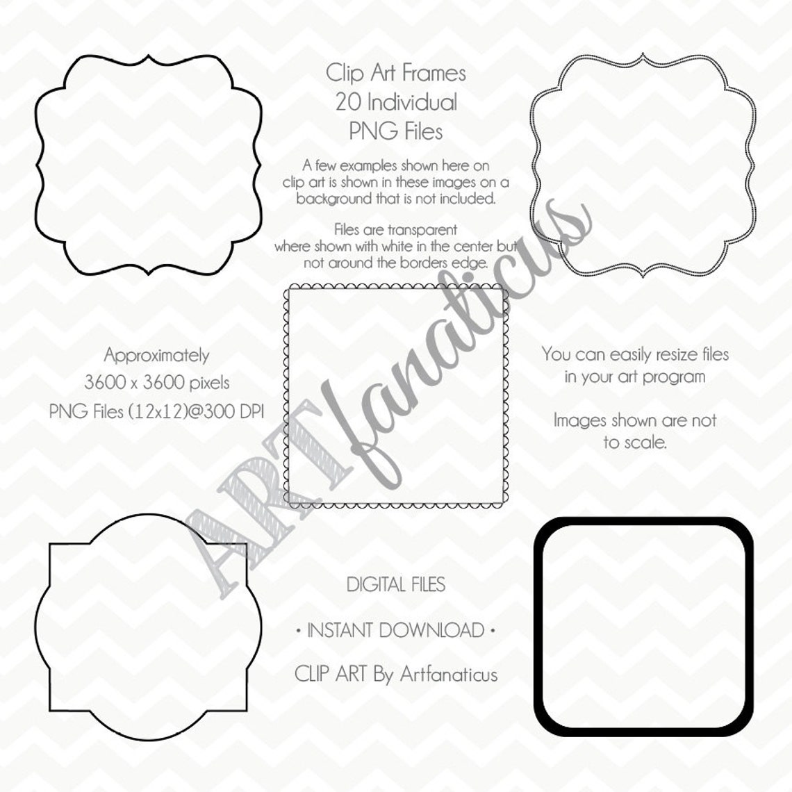 Clipart "black SQUARE FRAMES Clipart" 20 Frames/labels, Overlays, Belly ...