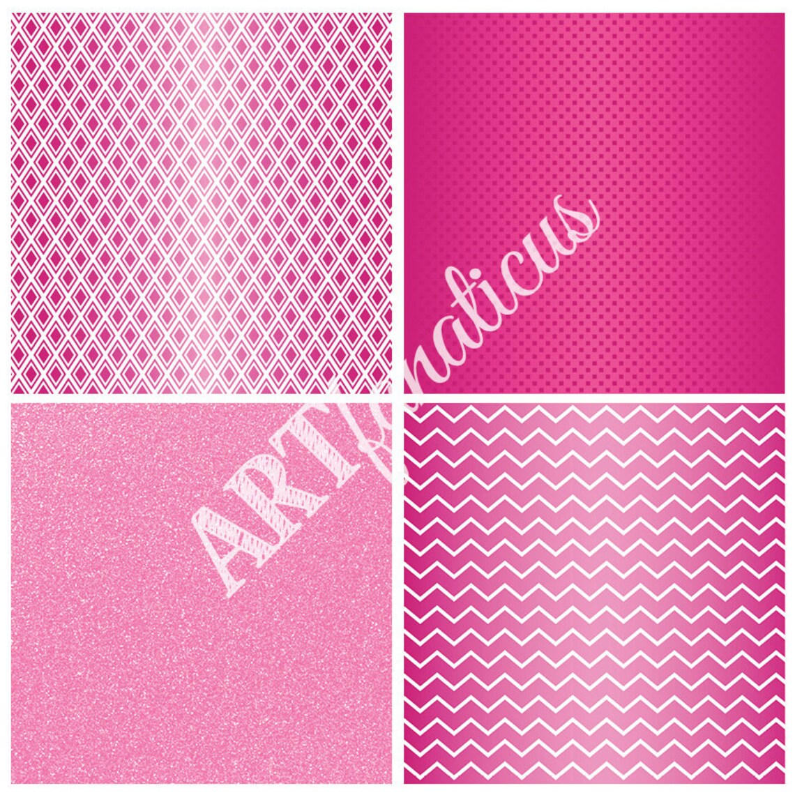Valentines Day Papers, Pink Glitter Papers, "fuschia Shine" Digital ...