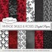Halloween Digital Papers "vintage SKULLS & Flowers" Vintage Flowers ...