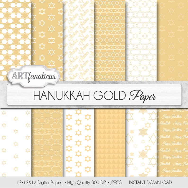 Hanukkah Digital Papers "hanukkah Gold" Star of David, Chanukah,jewish ...