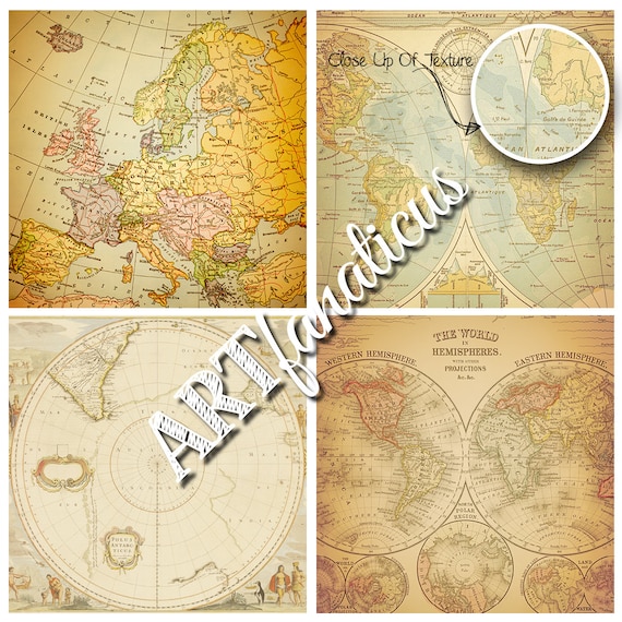 Paper, Party & Kids Vintage maps 8.5x11 digital paper scrapbooking old ...