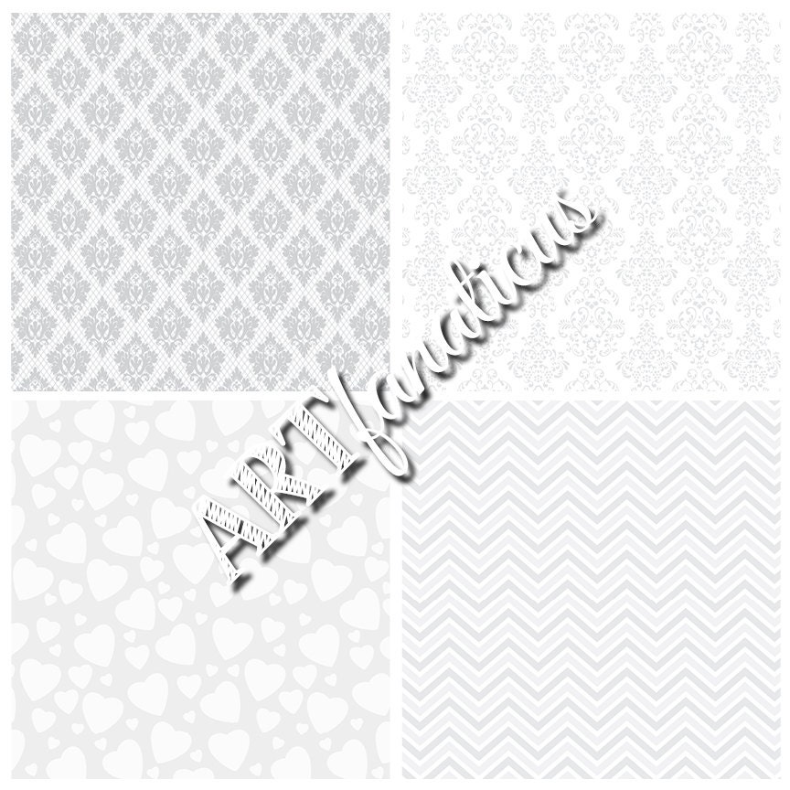 White Wedding Digital Papers "silver WHITE Wedding" 16 White Wedding ...