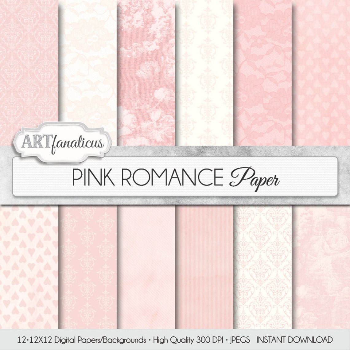 Wedding Digital Papers "pink Romance" Rustic, Pink, Blush, Ivory ...