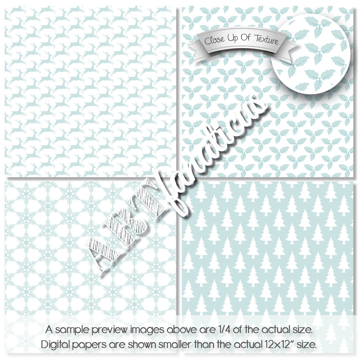 Christmas "teal BLUE Christmas" Digital Papers, Designs, Holiday ...