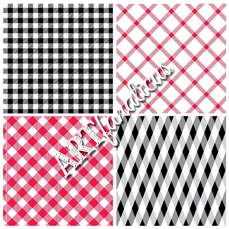Gingham Digital Papers "picnic Gingham" Reds, Blues, Black, White ...
