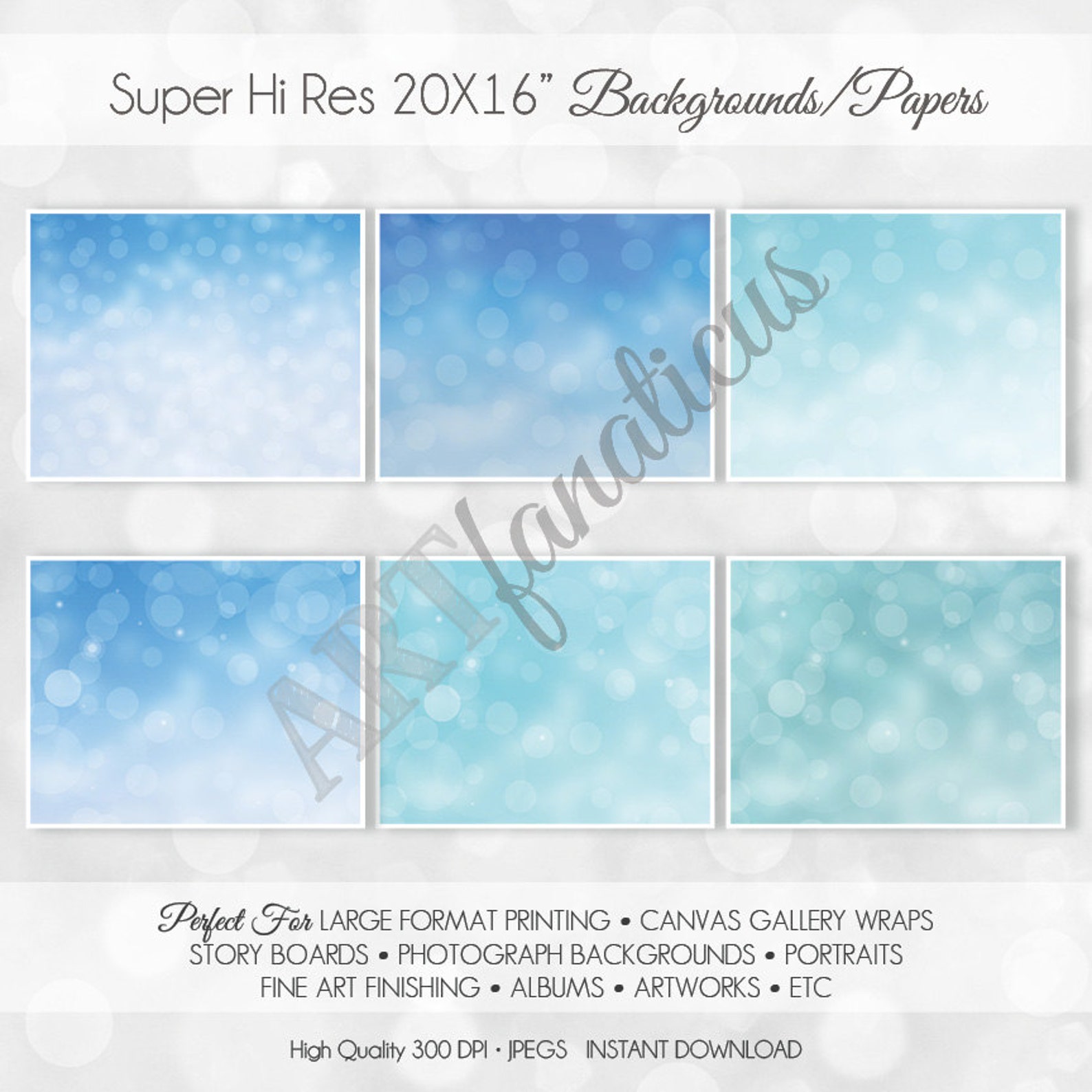20x16 Bokeh Digital Papers "sky BLUE Bokeh" Bokeh Overlay, Blue, Sky ...