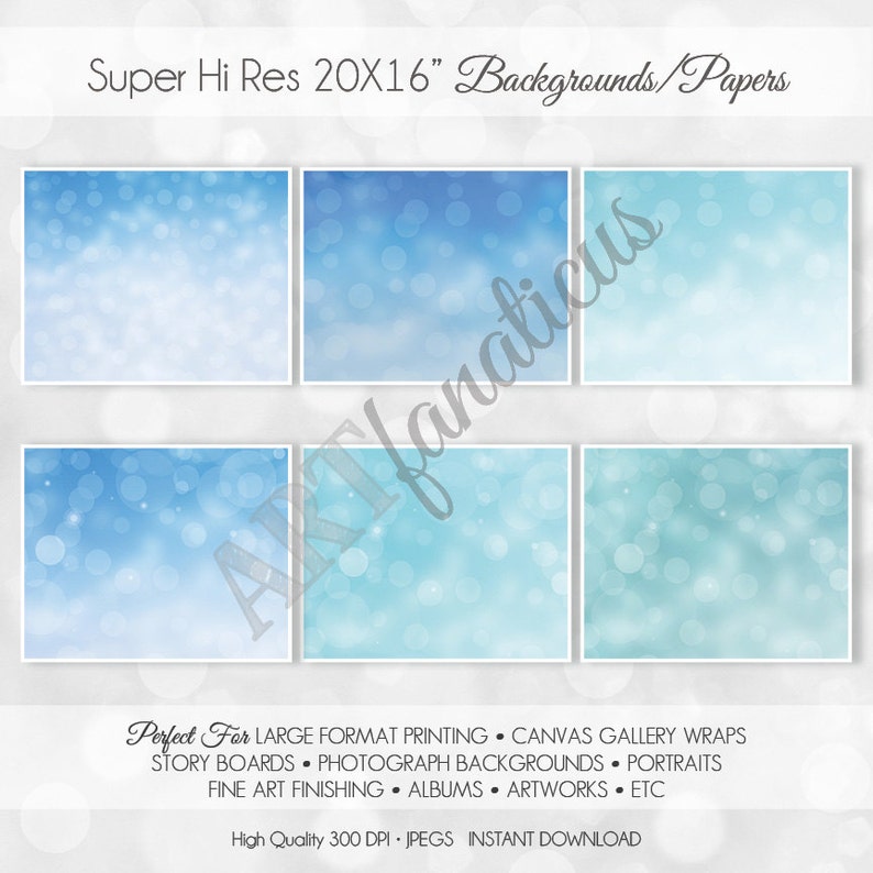 20x16 Bokeh Digital Papers "sky BLUE Bokeh" Bokeh Overlay, Blue, Sky ...