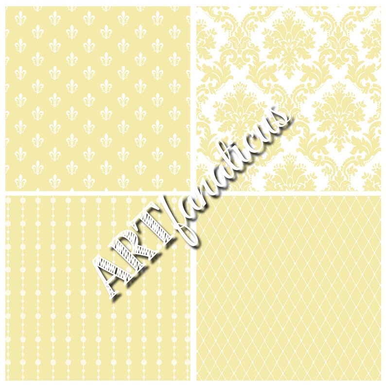 Damask Digital Papers gray & YELLOW Damask - Etsy
