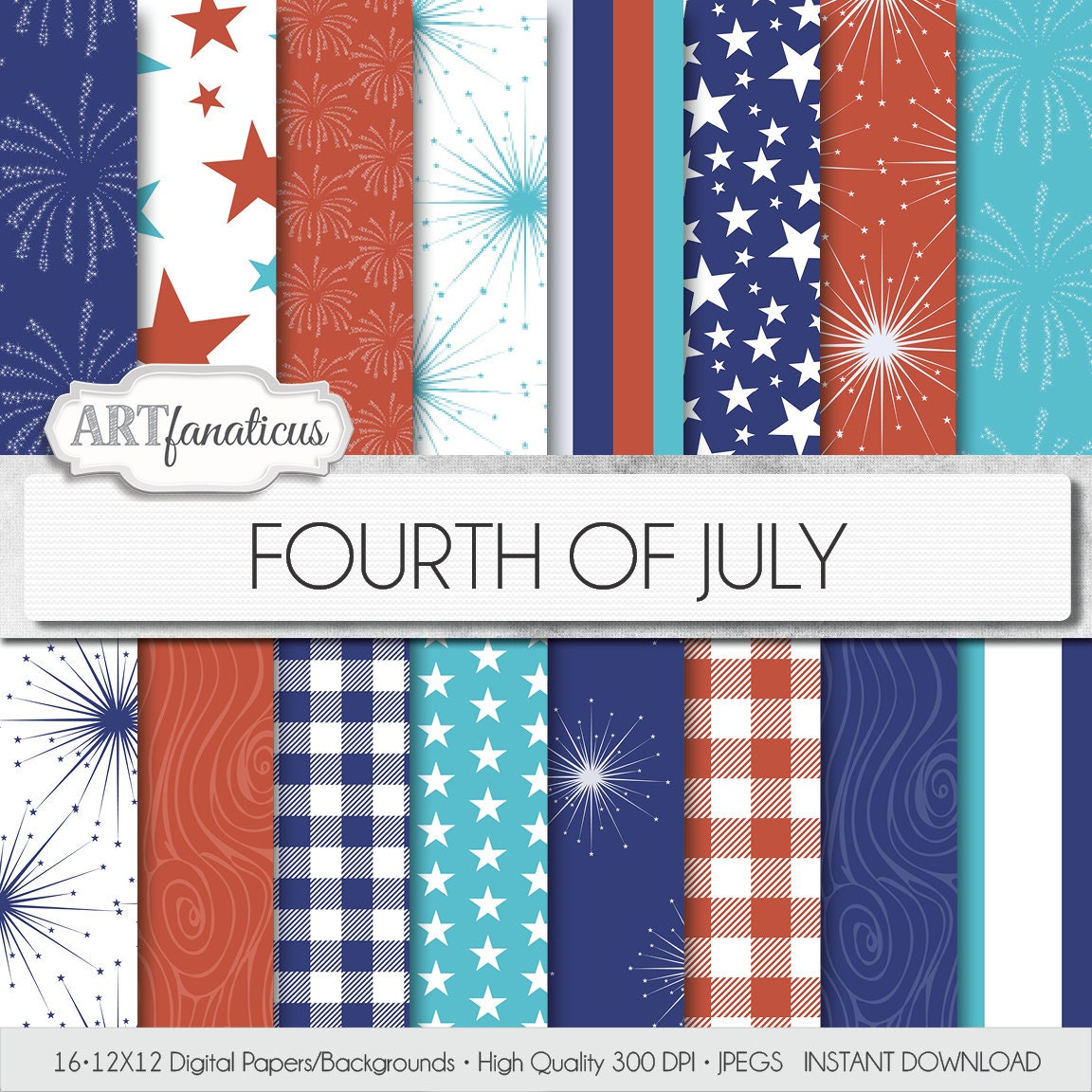 July 4th Digital Papers fourth of July Fireworks - Etsy