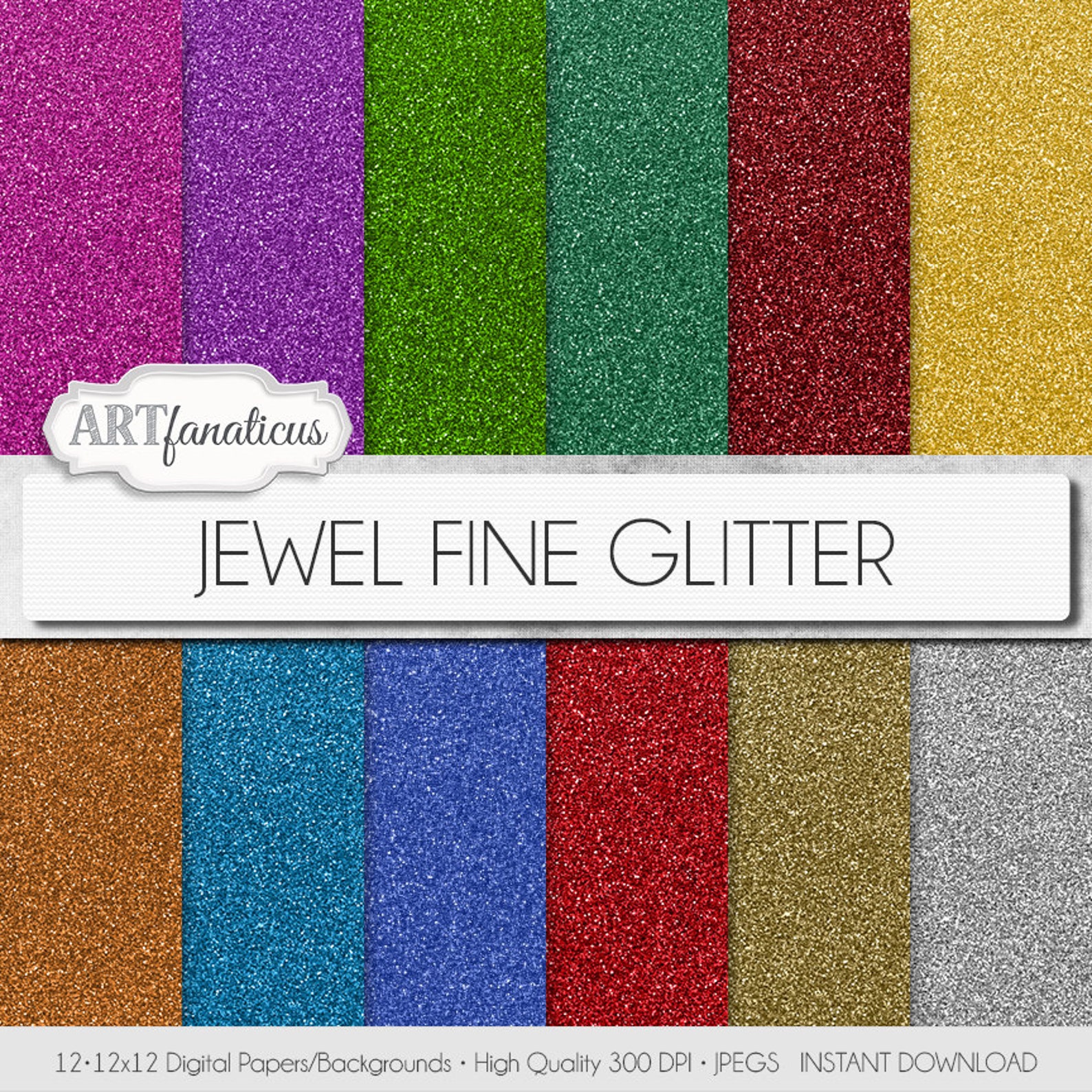 Glitter Digital Papers "jewel FINE Glitter" Sparkling Gem Colors of Red ...