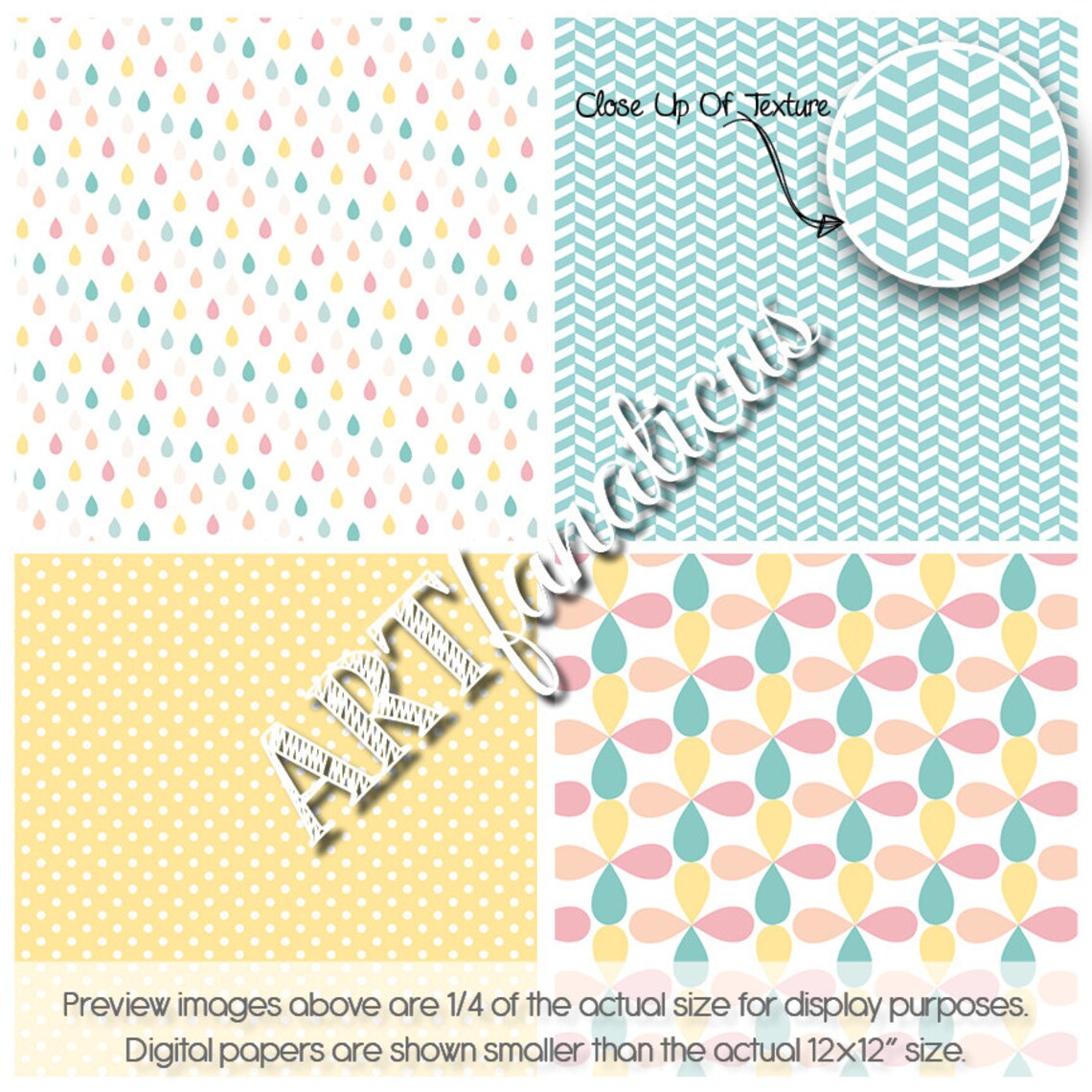 Baby Shower Digital Papers "spring Showers" Pink, Blue, Peach,yellow ...