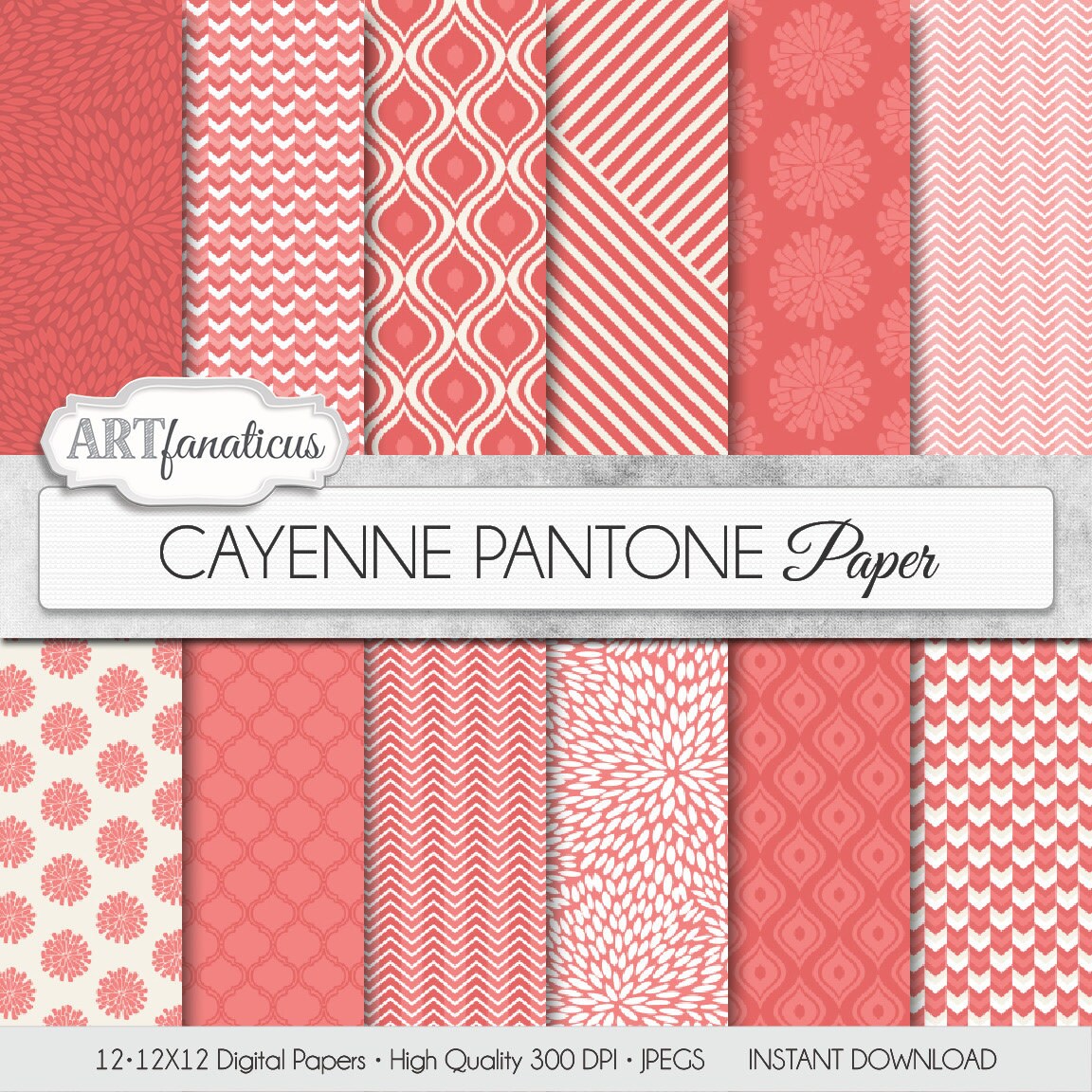 Cayenne Digital Papers cayenne Pantone Spring - Etsy