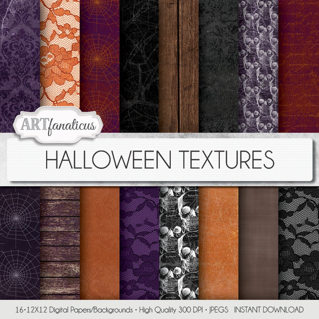 16 "halloween Textures" Digital Papers, Orange, Cobwebs Grunge Textures ...