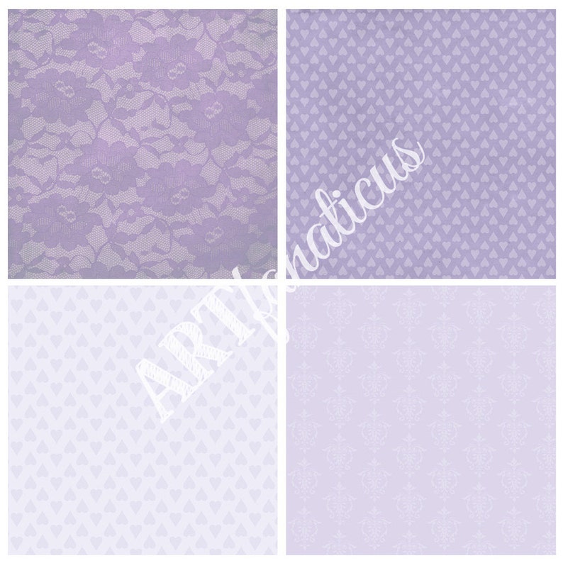 Wedding Digital Papers "lavender Romance" Lilac, Purple, Grunge, Lace ...
