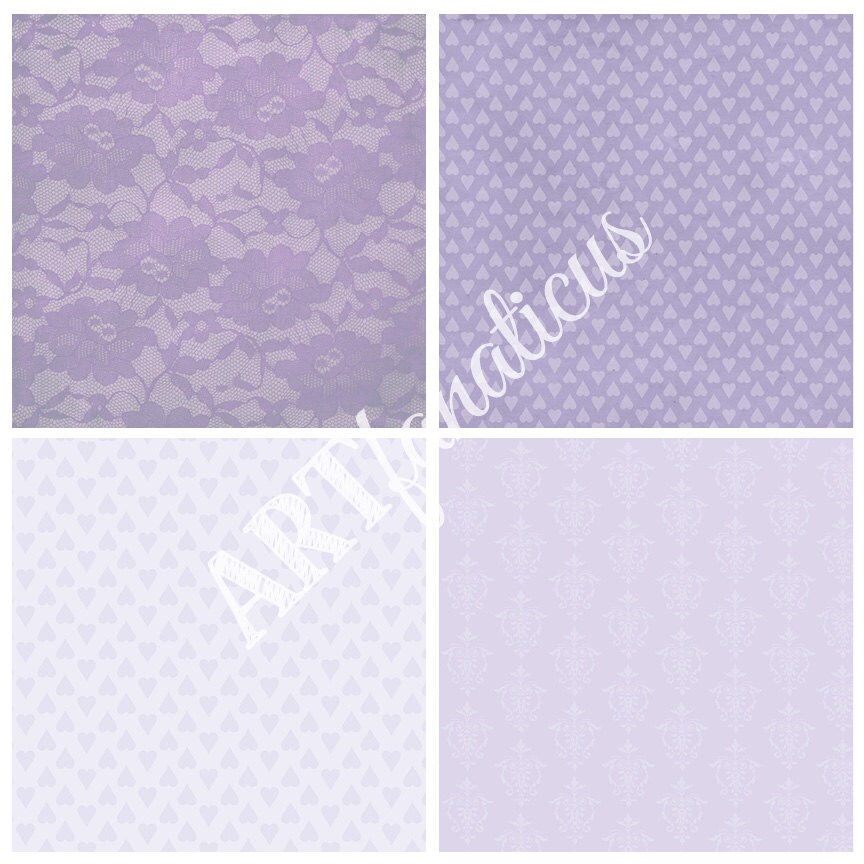 Wedding Digital Papers "lavender Romance" Lilac, Purple, Grunge, Lace ...