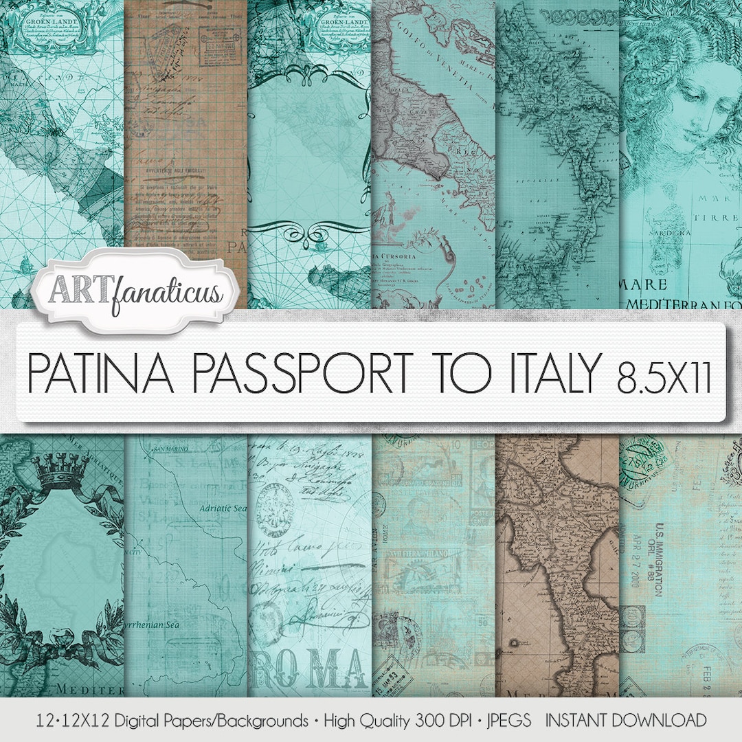 Italy Paper Maps Vintage Italy Background 8.5 X11 Italy Digital Paper ...