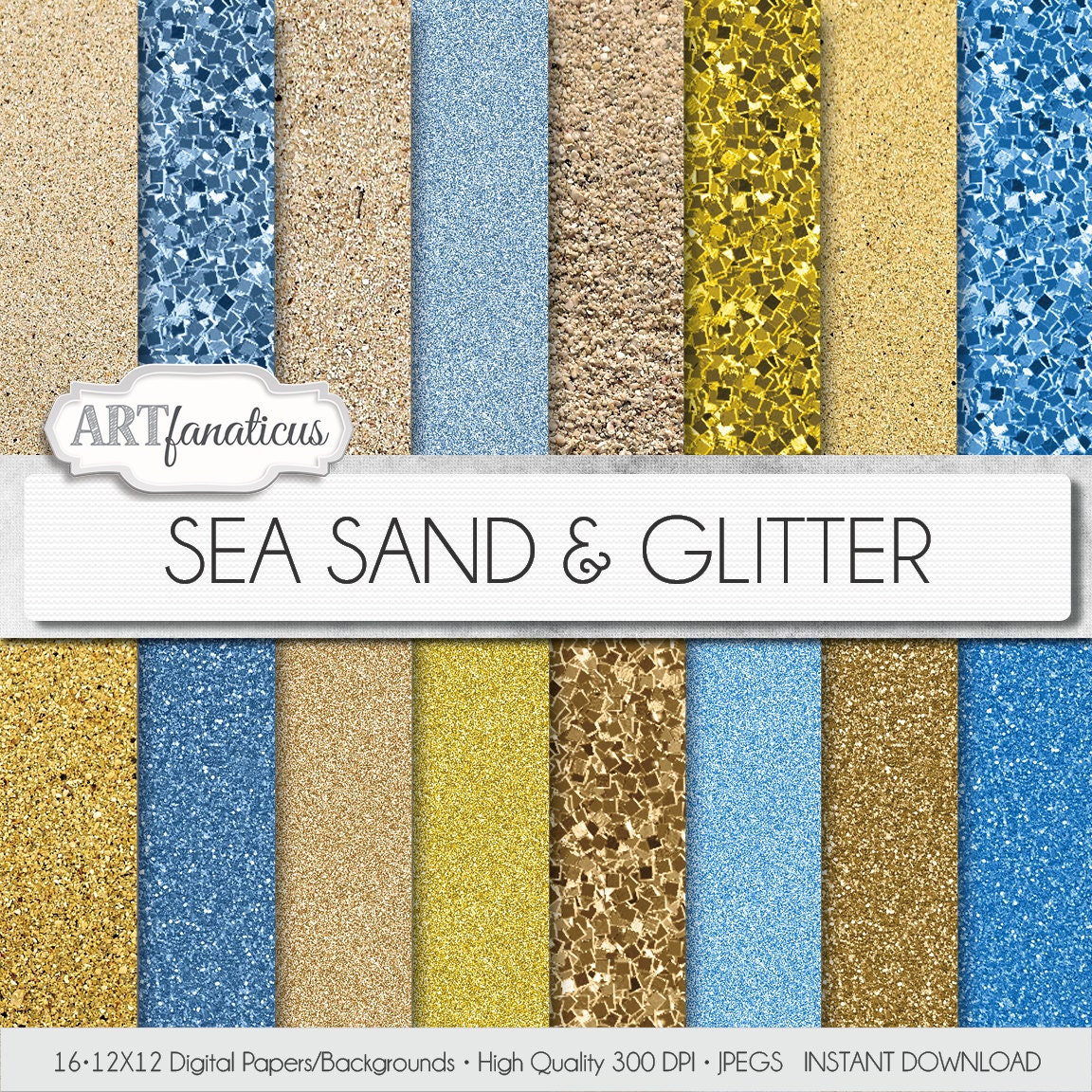 Digital Papers Beach Sand, "sea SAND & Glitter" Beach, Sand, Glitter ...