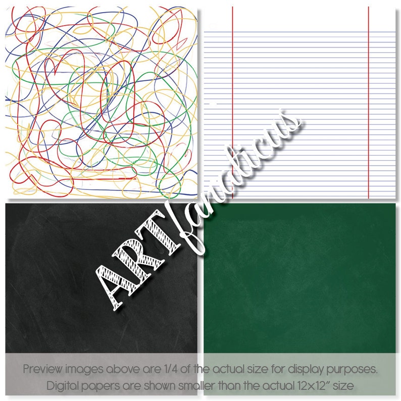 School Digital Papers "back TO School" 2 Chalkboards, Alphabet, Apples ...