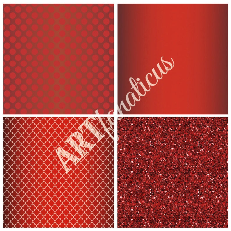 Red Digital Papers "ruby RED Shine" Ruby Red Papers With Red Quatrefoil ...