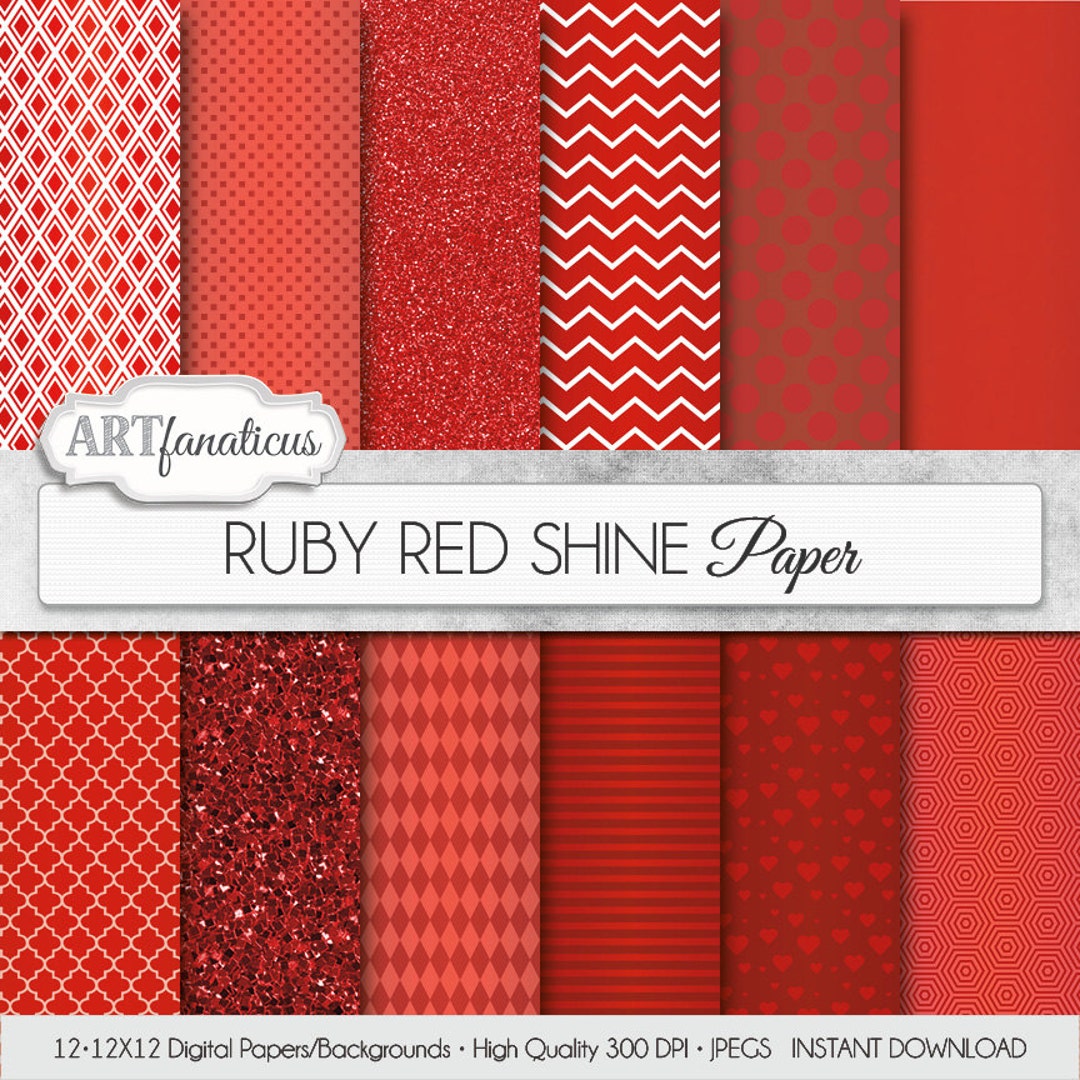 Red Digital Papers "ruby RED Shine" Ruby Red Papers With Red Quatrefoil ...