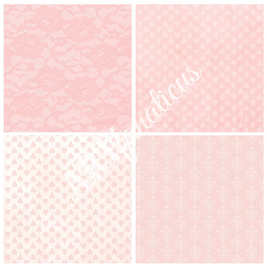 Wedding Digital Papers "pink Romance" Rustic, Pink, Blush, Ivory ...