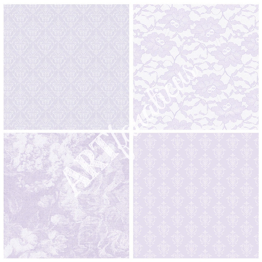 Wedding Digital Papers "lavender Romance" Lilac, Purple, Grunge, Lace ...