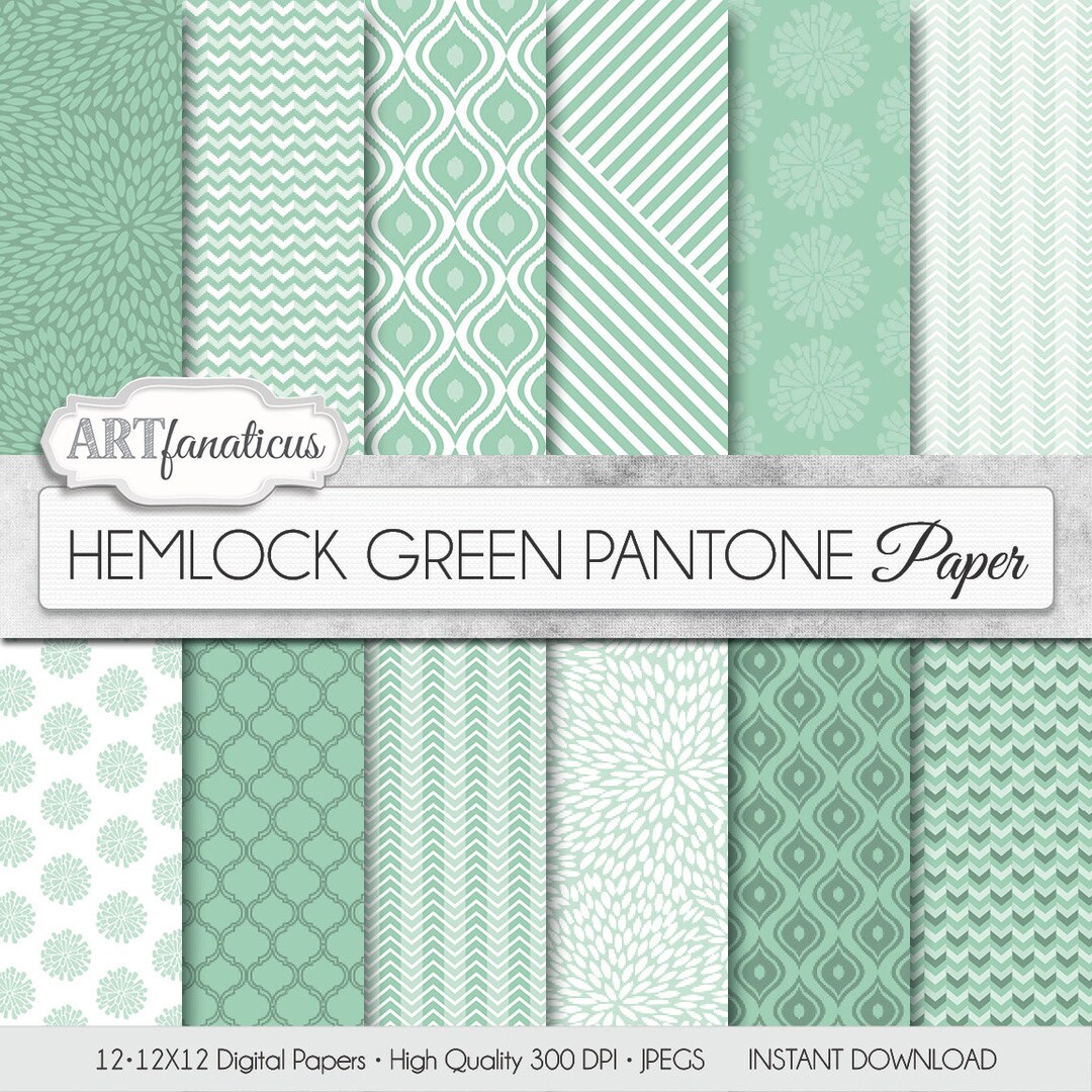 Green Digital Papers "hemlock GREEN Pantone" Spring Color, Background ...